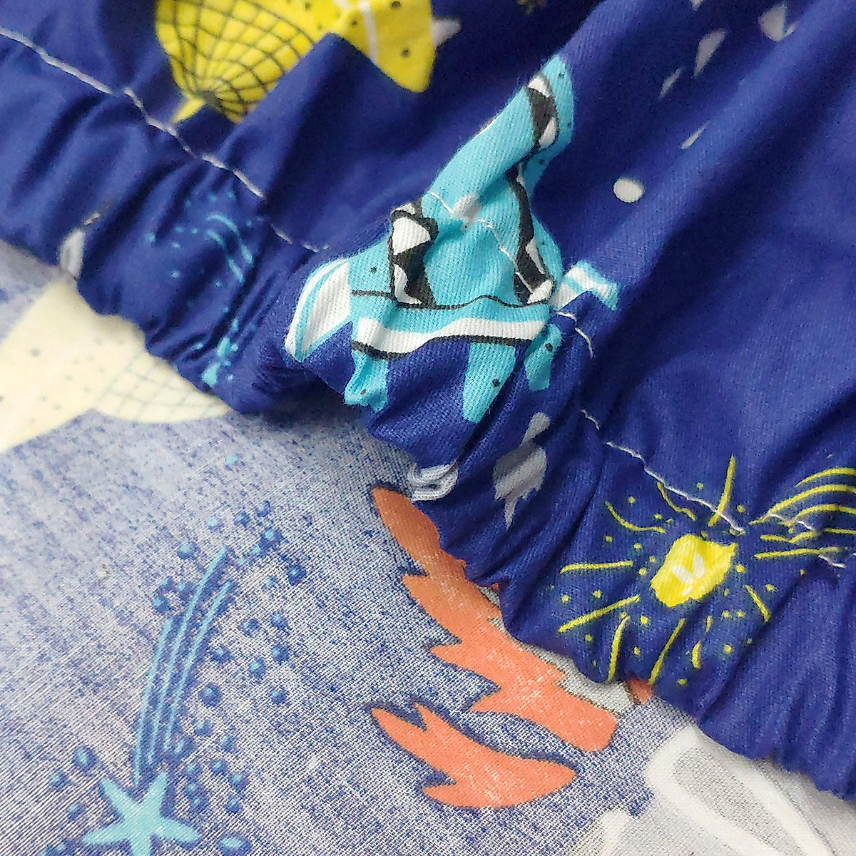 Brandream Baby Boys Crib Bedding Sets Outer Space Rocket Planet Astronaut Nursery Bedding Set,3 Piece Baby Newborn Crib Comforter Sets 100% Cotton, Navy/White