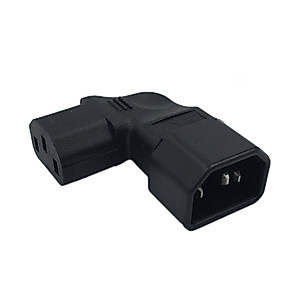 CERRXIAN Right Angle IEC 320 C14 3 Pin Male to C13 Female PDU PSU UPS Power Extension Adapter Receptacle for LCD LED TV Wall Mount