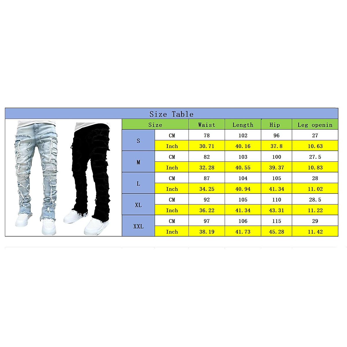 Stacked Jeans Men Skinny Ripped Jeans Slim Fit Denim Pants Y2K Goth Harajuku Emo Jeans Trouser