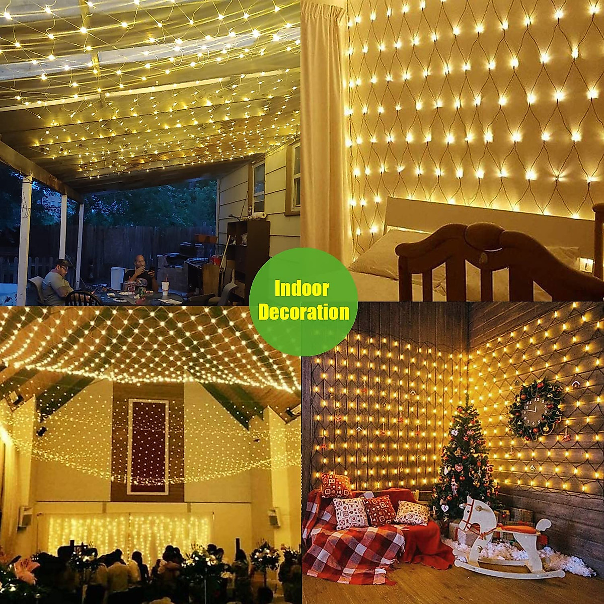 gresonic Net Mesh Lights,320 LEDs 8.2ft x 5.9ft Waterproof String Lights for Christmas Trees,Bushes,Holiday,Party,Outdoor Garden,Wedding Decorations(Warm White)