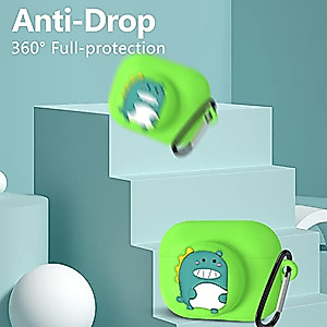 AirPods Pro Case with AirTag, [2 in 1] Silicone Protective Cover for Apple AirPod Pro 2 and AirTag Cute DIY Soft Holder with Keychain (Black, Green)