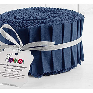 Soimoi 40Pcs Solid Blue Cotton Precut Fabrics for Quilting Craft Strips 2.5 Inches Jelly Roll
