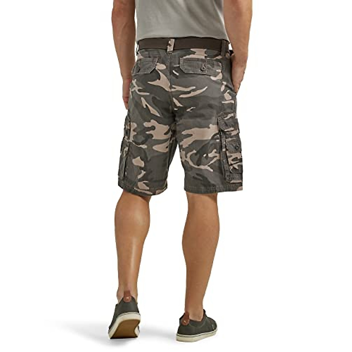 Lee Men's Big & Tall Dungarees Belted Wyoming Cargo Short, Ash Camo, 48