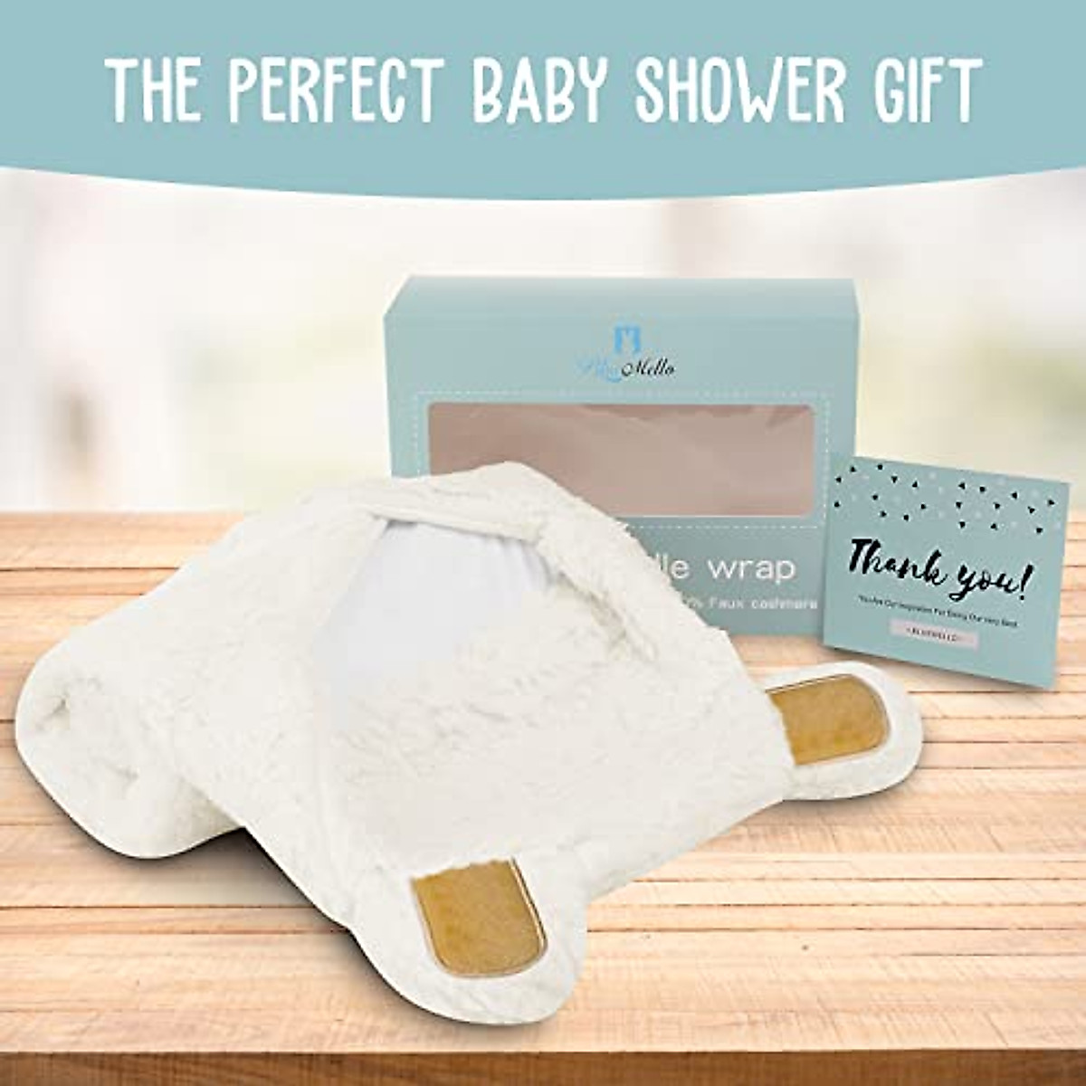 BlueMello Baby Bear Swaddle Blanket | Ultra-Soft Plush Essential for Infants 0-6 Months | Receiving Swaddling Wrap White | Ideal Newborn Registry and Toddler Boy Accessories | Perfect