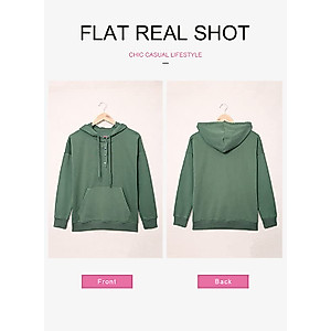 Dokotoo Women's Fashion Hoodies & Sweatshirts Drawstring Long Sleeve Front Button Collar Hooded Pullover with Pockets Winter Sweatshirts for Women Plus Size Casual Ladies Fall Shirt Tops XXL Green