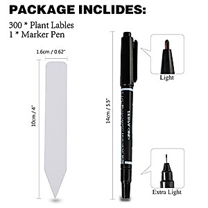 Plant Labels 300Pcs 4 Inch Plastic Plant Name Tags for Seedlings Garden Labels Markers Nursery Plant Tags Seed Labels Plant Label Stakes with Permanet Marking Pen Plant Markers for Outdoor Garden