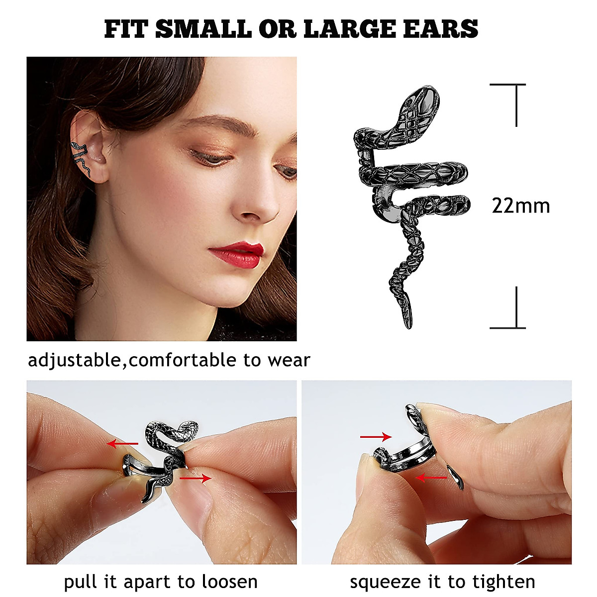 Sanfenly 16Pcs Cuff Earrings for Women Men Non Piercing Ear Cuff Adjustable Fake Earrings Clip On Cartilage Helix Wrap Earrings Set