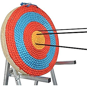 AMEYXGS 4-Ring Bullseye Archery Shooting Target Handmade Traditional Straw Target 1-5 Layer Target Solid Round for Outdoor Sports Hunting Shooting Practice (1 Layer)