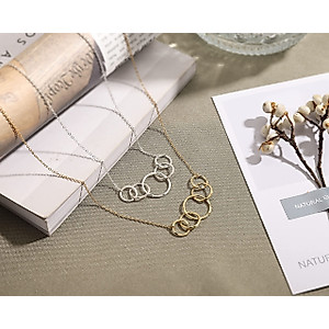 Sterling Silver 50th Birthday Necklace for Women - 5 Linked Rings for 5 Decades Pendant, 50th Birthday Gift Jewelry for Her, Best Friend Turning 50, Wife gift for 50th Birthday Celebrations