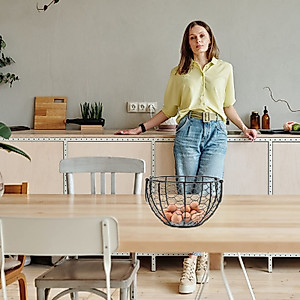 Cabilock 3pcs Egg Basket Round Storage Basket Vegetable Container Dessert Containers Fruit Vegetable Storage Basket Eggs Counter Decor Fruit Storage Container Steel Wire Wrought Iron Food