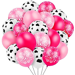 60 Pcs Cowgirl Balloons Bandana Western Cowgirl Party Decorations Cowboy Party Balloons Cow Animal Print Balloons for Baby Shower Birthday Cowgirl Party Supplies, 12 Inch