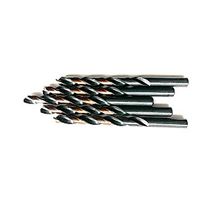 5PCS,3/8", HSS Jobber Length Black and Gold Coated Twist Drill Bits, Metal drill, ideal for drilling on mild steel, copper, Aluminum, Zinc alloy etc. (3/8)