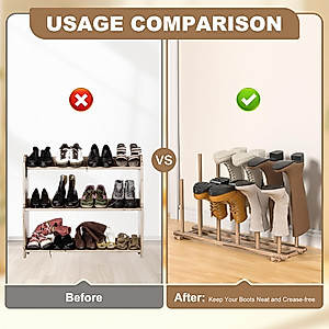 NestSprout Free Standing Shoe Rack for Tall Boots - Wooden Boot Rack Organizer for Closet Entryway, Shoe Rack for Mens Cowboy Boots, Boot Stand Hanger Fit for 6 Pairs