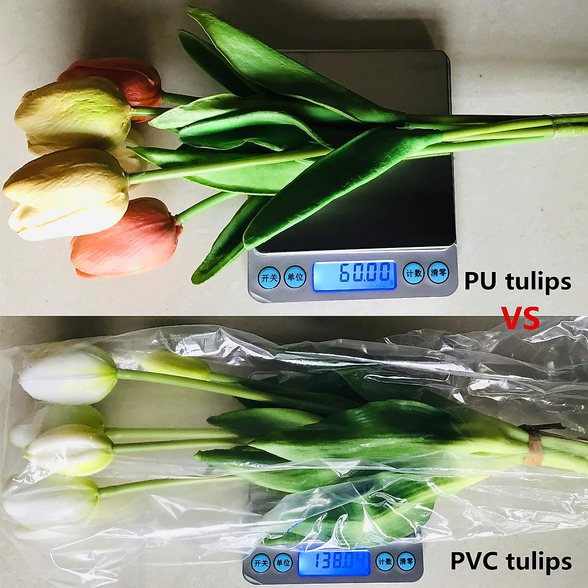 5 Pcs Artificial Tulip Flowers PVC Real Touch Tulips Artificial Flower Plastic Bouquet Table Centerpieces Arrangement Gift for Home Office Party Wedding Birthday Garden Store Decoration (Big Red)