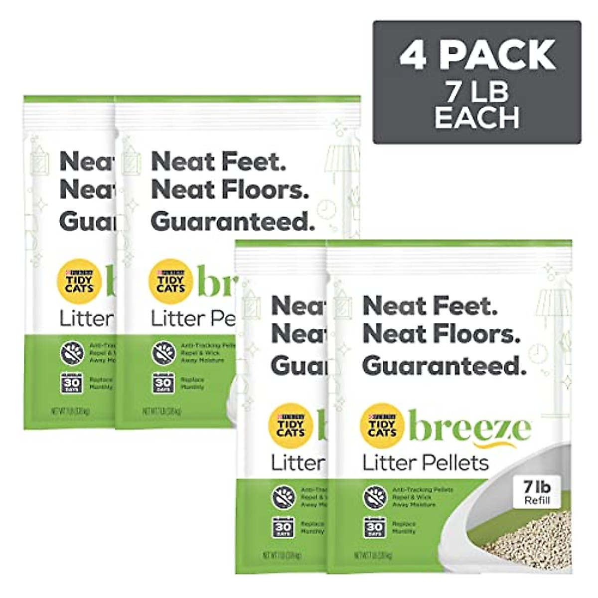 Purina Tidy Cats Litter Pellets, Breeze Refill Litter Pellets in Recyclable Box - (4) 7 lb. Bags