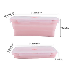 Haofy Silicone Food Storage Containers, Rectangle Lunch Boxes Collapsible Containers for Picnic Travel, Microwave Freezer Dishwasher (1200ml)