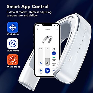 iSwift Metaura Pro Personal Air Conditioner, [Truly Cool Wind] [AI Temperature Control] Wireless Smart Rechargeable AC, Wearable Wrap-around Bladeless Neck Fan, Portable Fan for Travel (Glacier White)