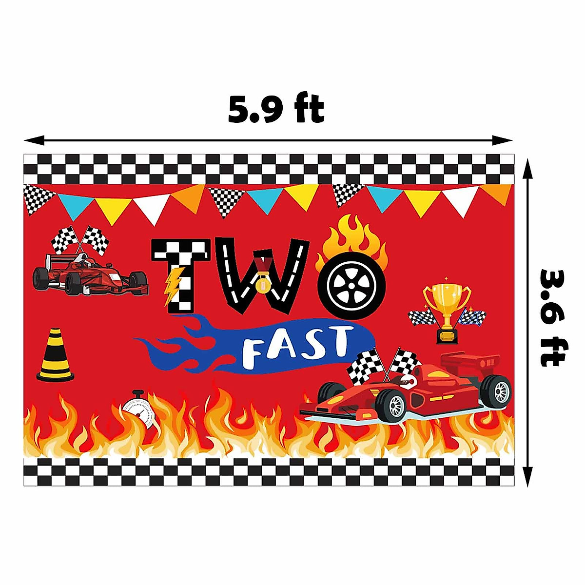 MQZQP Two Fast Birthday Decorations with Backdrop Banner Cake Topper Hanging Swirl Decorations & Balloons