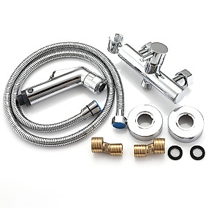 Ownace Bathroom Toilet Bidet Sprayer Set with Hot and Cold Mixing Valve Strong Water Chrome