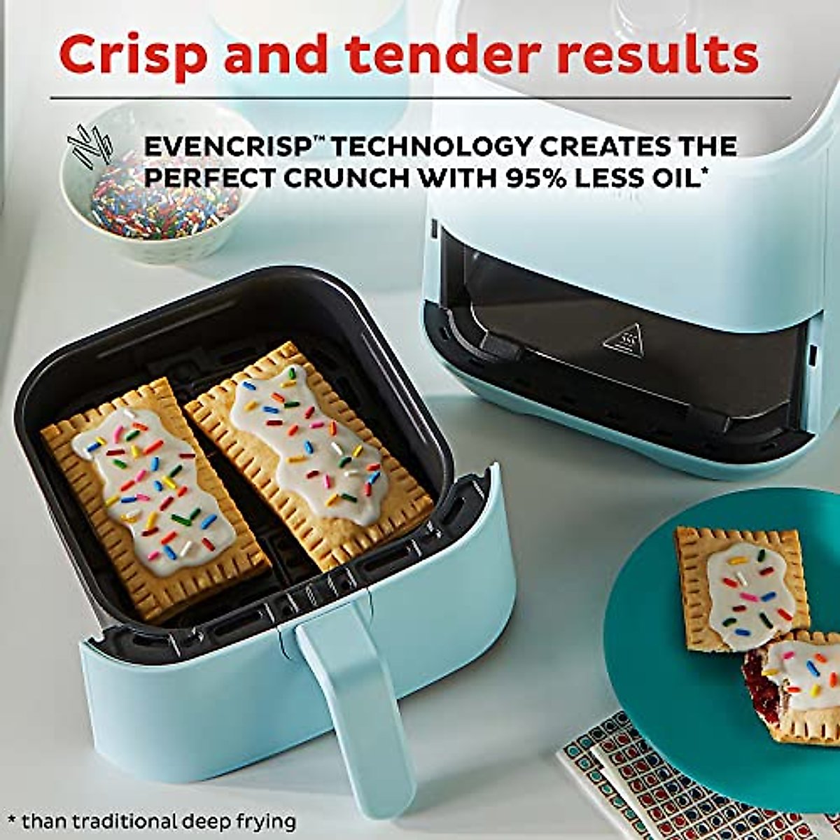 Instant 4-in-1, 2-QT Mini Air Fryer Oven Combo, From the Makers of Instant with Customizable Smart Cooking Programs, Nonstick and Dishwasher-Safe Basket, App with over 100 Recipes, Aqua