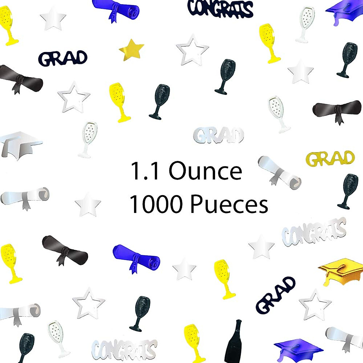 2022 Graduation Confetti Party Supplies Grad Nursing Party Table Decorations Congrats Diploma Star Cap Gold Black Silver Mix (Graduation Blue)