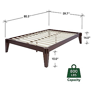 Bme Chalipa 14” Full Size Bed Frame - Wood Platform Bed - Wood Slat Support - No Box Spring Needed - Easy Assembly - Minimalist & Modern Style, Walnut