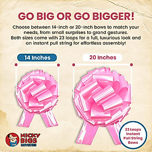 Nicky Bigs Novelties 14" Iridescent Metallic Giant Large Instant Pull Bow Birthday Wedding Decoration (Pink)