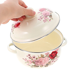 Hemoton Enamel Soup Pot Induction Stew Pot Enamel Milk Pan Ceramic Bean Pot Ceramic Soup Skillet Non Stick Stock Pot French Soup Bowls Enamelled Steel Cookware Warmer Soup Steamer Ceramics