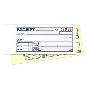 Adams Money and Rent Receipt Book, 2-Part, Carbonless, 2.75 x 7.19 Inch, 50 Sets, White and Canary (DC2701)