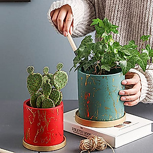 Corldif Personalized Simple Fashion Bonsai Small Flowerpot Mini Ceramic Flowerpot Desktop Ornament (White)