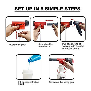 Car Wash Foam Gun, Adjustable Hose Wash Sprayer with Adjustment Ratio Dial Foam Blaster Fit - Foam Cannon Attaches to Any Garden Hose (with Wash Kit)
