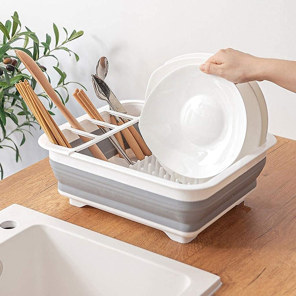 Plate Rack Draining Dish Rack Collapsible Drying Dish Storage Rack, Dish Drainer Dinnerware Basket For Kitchen Counter Campers Pan Plate Holder