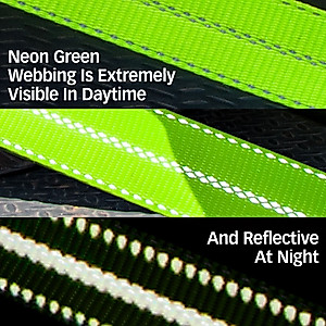 VULCAN Wheel Dolly Tire Harness with Universal O-Ring - 2 Inch x 96 Inch - 4 Pack - High-Viz - 3,300 Pound Safe Working Load - Straps Only - Ratchets Sold Separately