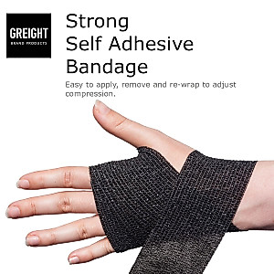 Self Adhesive Bandage Wrap 2 Inch x 5 Yards - Breathable Athletic Cohesive Bandage for Sports Injury, Ankle, Knee and Wrist Sprains (Pack of 6, Black)