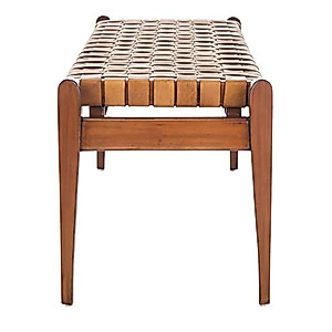 Safavieh Couture Home Dilan 47-inch Brown and Light Brown Leather Weave Bench