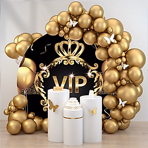 Renaiss Gold VIP Party Round Backdrop Cover 3.2 ft Red Carpet Stars Event Ceremony Celebrity Polyester Circle Photography Background Party Decorations Portrait Photo Prop