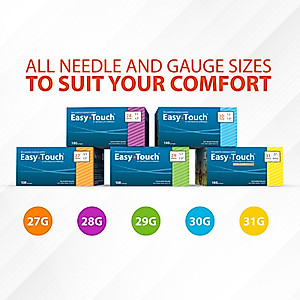 Easy Touch U-100 Insulin Syringe with Needle, 31G 1cc 5/16-Inch (8mm), Box of 100