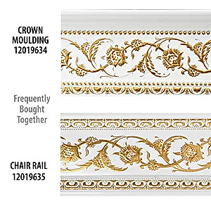 AFD Home 6 Pieces Chair Rail 94 Inch (Gold on French White Floral Chair Rail 94 Inch)