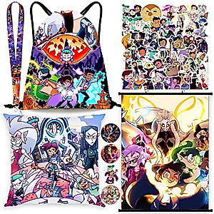 Yezioo Anime Owl Merch Gift Set Party Favor Birthday Gifts Included Drawstring Bag Stickers Poster Button Pins Pillowcase Lanyard, Yellow