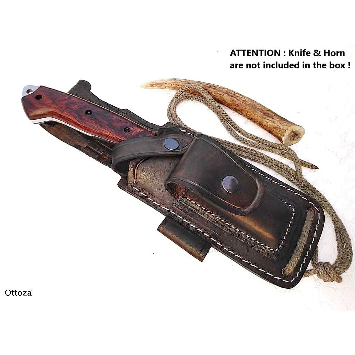 Ottoza Handmade Leather Knife Sheath SIDE DRAW Knife Sheath - Bushcraft Knife Sheath - Hunting Knife Sheath - Survival Knife Sheath - Vertical Knife Sheath Dark Brown TOP GRAIN LEATHER No:207