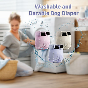 ZINGTERRA 3 Pack Washable Female Dog Diapers,Reusable Diaper for Doggie,Highly Absorbent Dog Diaper,Adjustable Leakproof Puppy Diapers Skirt for Heat,Incontinence,Period Doggy Nappies S
