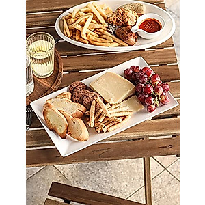 DOWAN 14" Serving Platter Set of 3 - White Rectangle Plates and Serving Trays for Entertaining - Large Serving Dishes for Party, Wedding, Birthday, Appetizers, Pasta, Turkey - Dishwasher & Oven Safe
