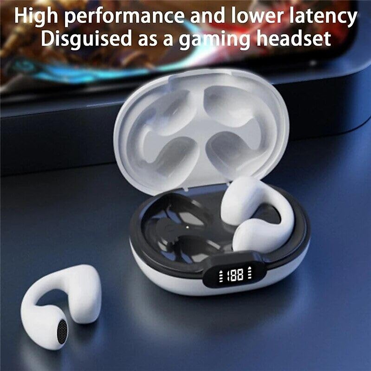 Wireless Earbuds,Wireless Ear Clip Bone Conduction Headphones,Open Sport Bone Earbuds,Bluetooth 5.3 Bone Conduction Head,Running Workout Painless Wearing Earring Earphone,for iPhone Android Samsung