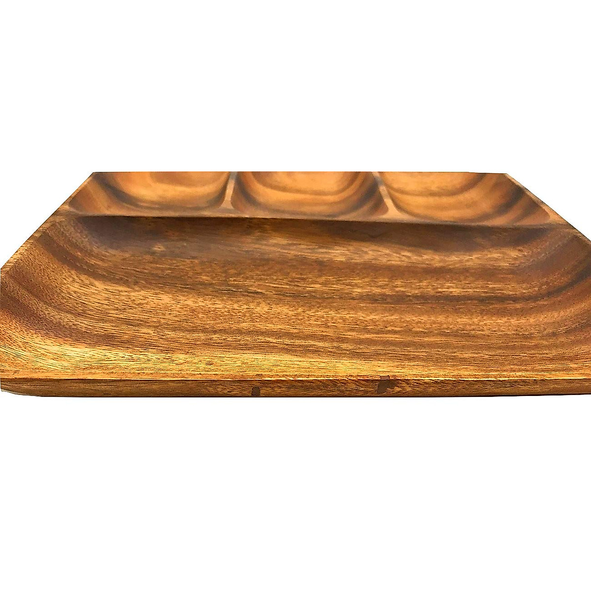 WeTheFounders SDS Handcrafted Acacia Wood Platter and Tray Perfect for Snacks Hummus Dip and Salsa Appetizer Server with 4 Sections, 11" x 1"H