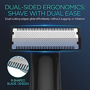 VOYOR Beard Trimmer for Men Electric Razor, Nose Face Body Hair Trimmer with Adjustable Length Combs All in 1 Rechargeable Mens Grooming Kit Cordless Electric Shaver Wet/Dry TX510 (Blue)