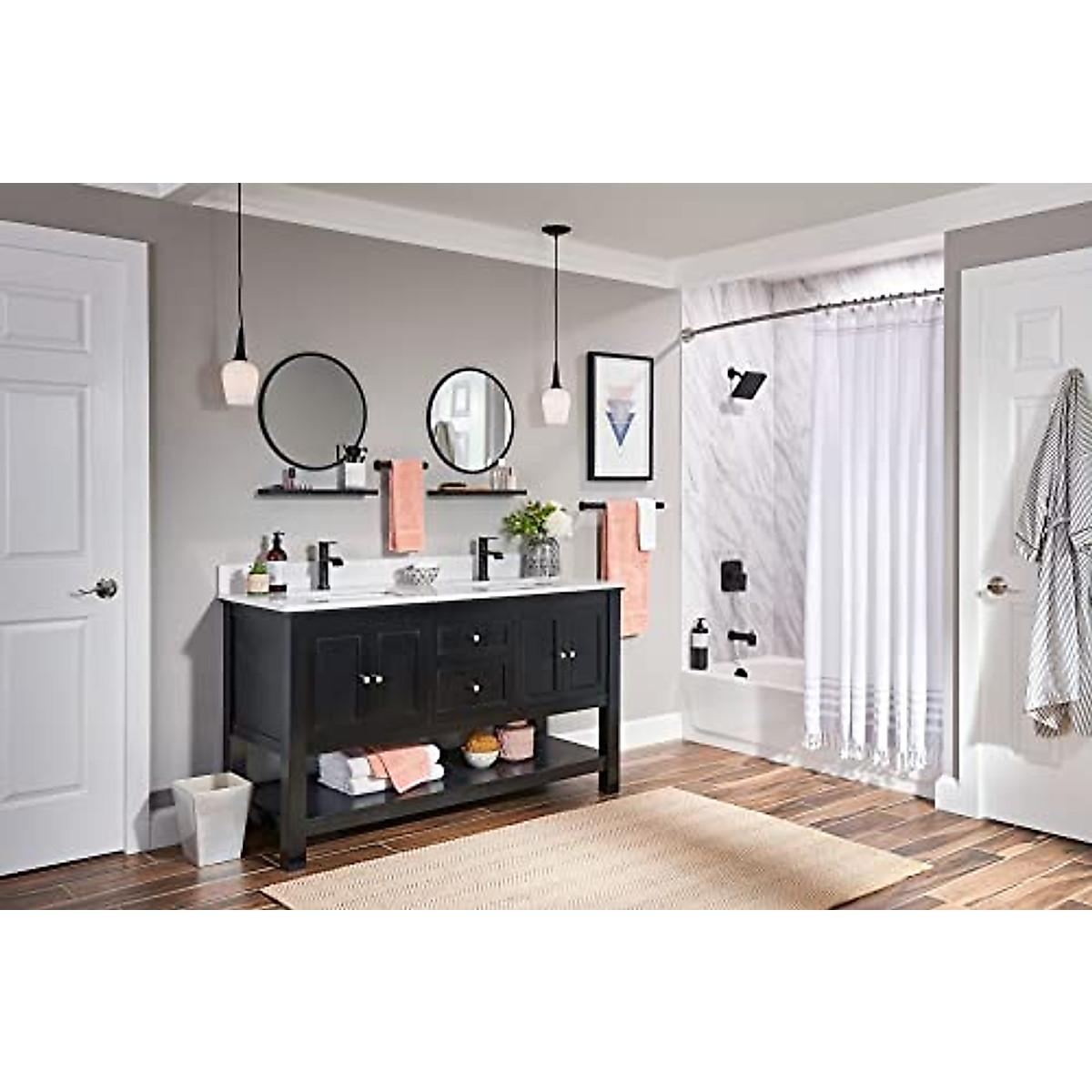 Moen Genta Matte Black Modern 6.8-Inch Length Hand-Towel Bar for Bathroom or Kitchen, BH3886BL (Pack of 2)