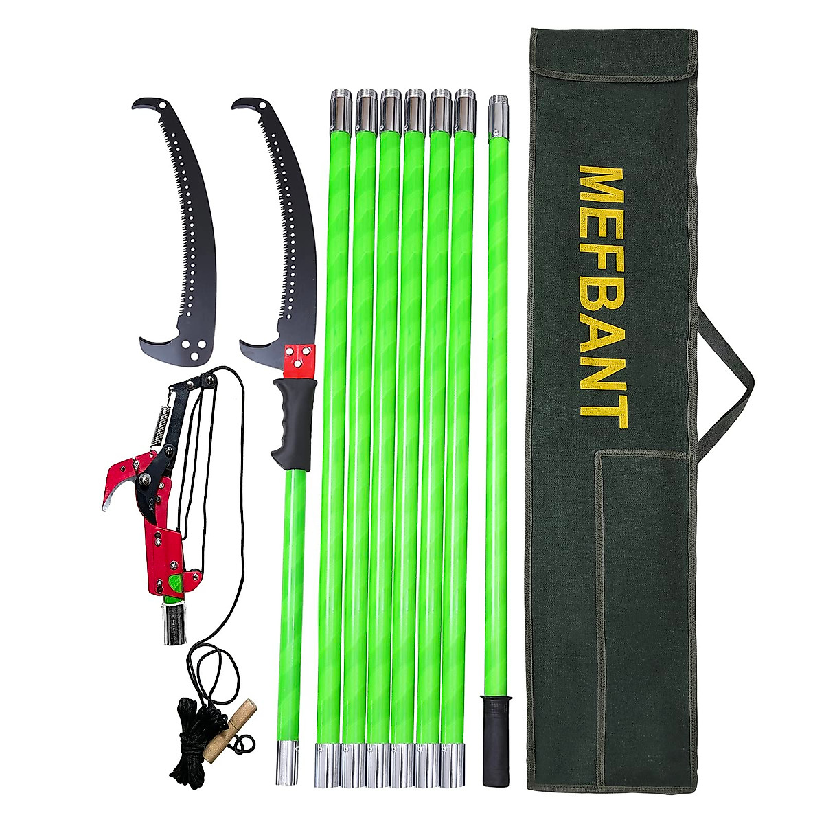 MEFBANT Pole Saw For Tree Trimming 26 Feet Manual Pole Saw,Tree Trimmer, Tree Pole Pruner Manual Branches Gardening Tools,Dual System, With Storage Bag