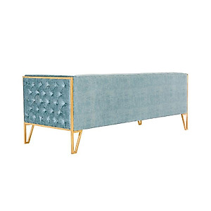 Manhattan Comfort Vector Mid Century Modern Velvet Upholstered Living Room Loveseat, 81.5", Ocean Blue