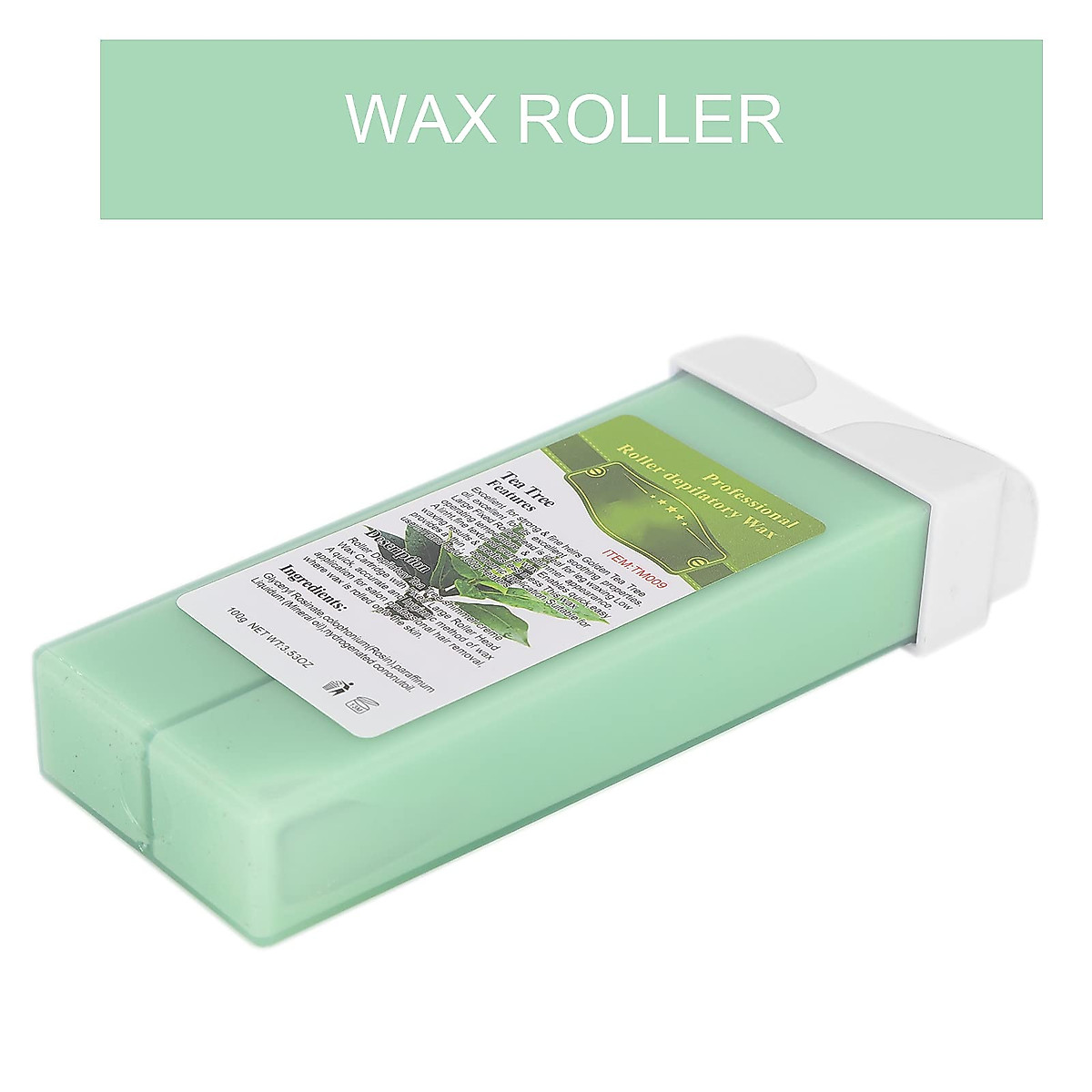 Roll-On Wax Cartridge for Hair Removal 100g Roller Depilatory Wax for Body Legs Arms Armpit Bikini Hair Removal Professional or Home Uses(Tea Tree)
