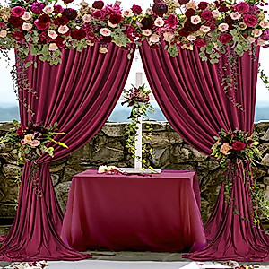 Burgundy Backdrop Curtain for Parties Wedding Wrinkle Free Maroon Photo Curtains Backdrop Drapes Fabric Decoration for Birthday Engagement Ceremony 5ft x 7ft,2 Panels